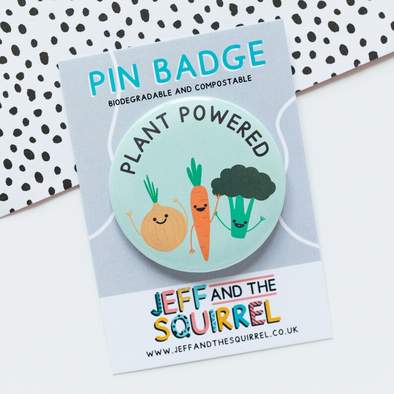Plant Powered Badge - Vegan Badge - Vegetable Pin - Plant Based Badge ...
