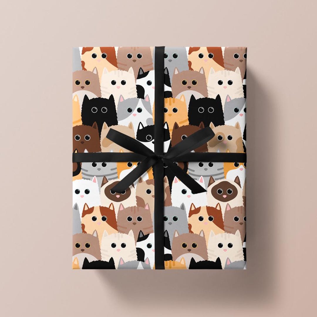 Lots of Cats Wrapping Paper Sheet 700mmx500mm - Cat Gift Wrap ...