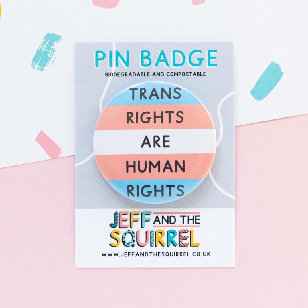 Transgender Flag Badge - Trans Rights Are Human Rights - Trans Flag ...