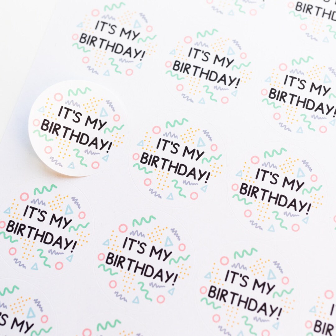 35x Eco Friendly It's My Birthday Stickers 37mm - Birthday Stickers ...