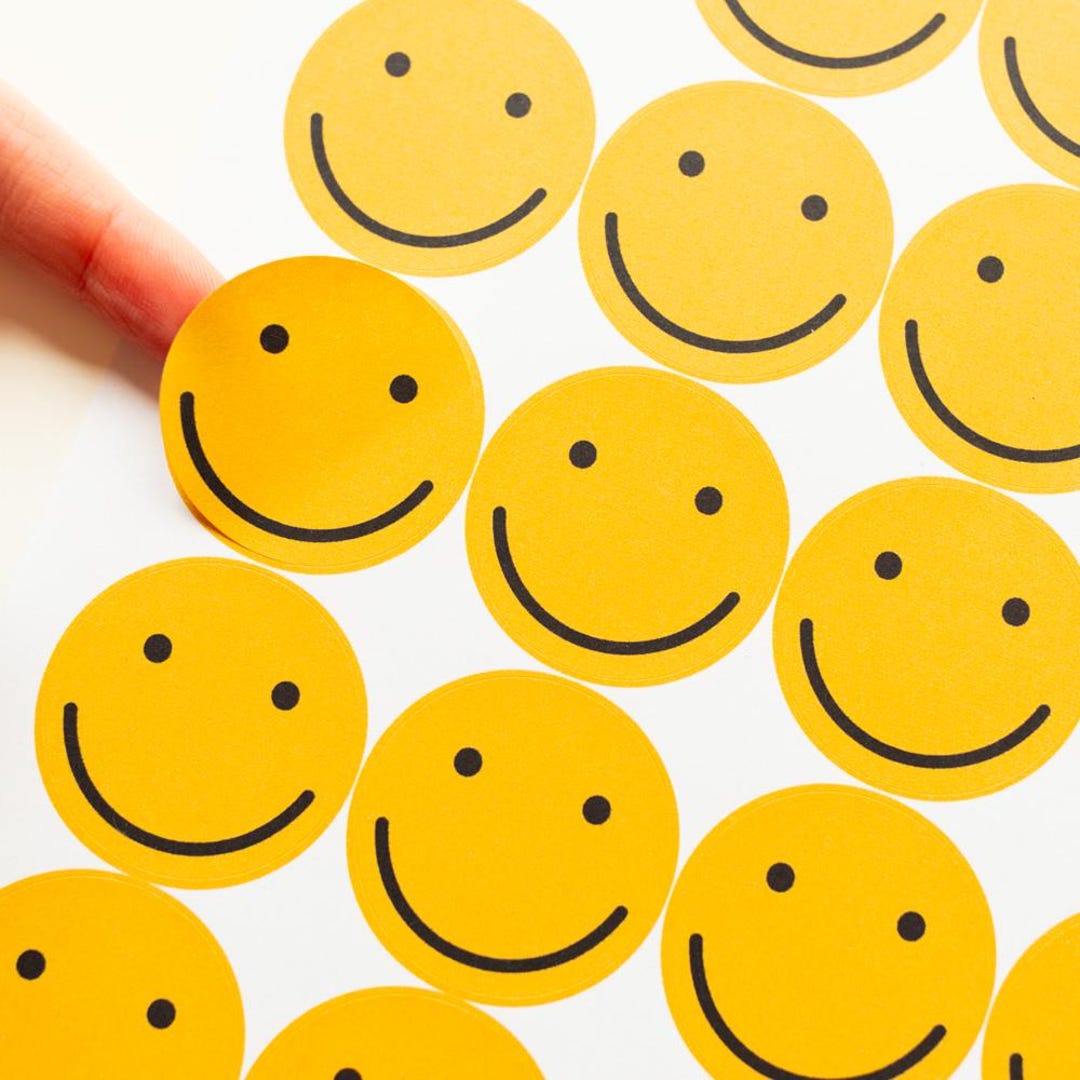 35x Eco Friendly Smiles Stickers - Face Stickers - Yellow Stickers ...