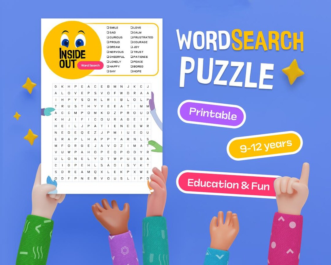 Printable Inside Out Word Search: Kids Party Game (PDF) - Etsy UK