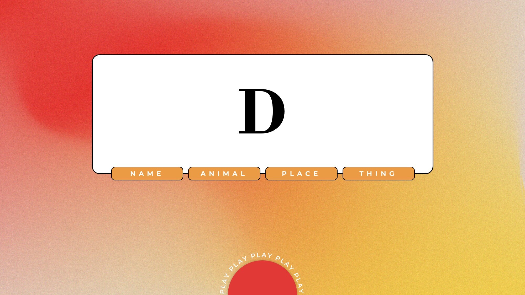 Name Place Animal Thing Powerpoint Game Perfect for Zoom - Etsy