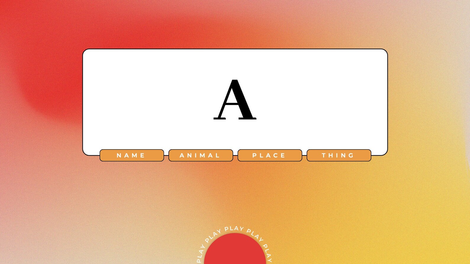 Name Place Animal Thing Powerpoint Game Perfect for Zoom - Etsy