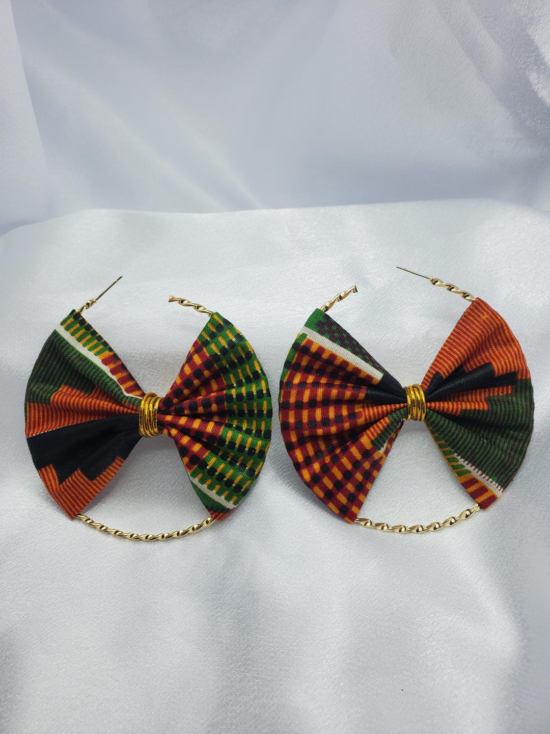Kente Cloth African Print Earrings: Ankara Fabric Hoops - Etsy