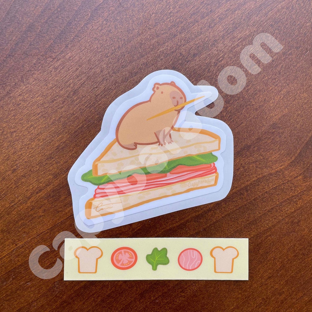 Capybara Sandwich Sticker - Etsy