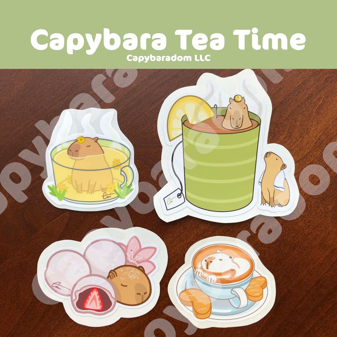 Capybara Tea Time Sticker Pack - Etsy