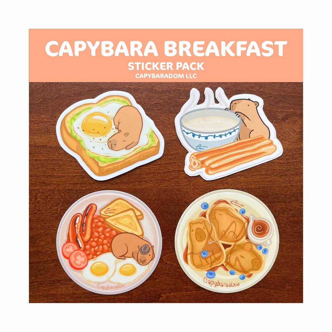 Capybara Breakfast Sticker Pack - Etsy