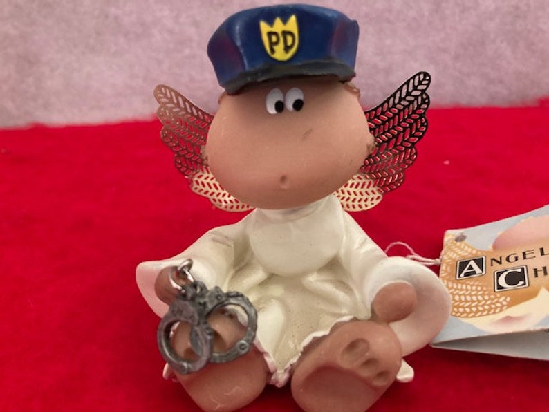 Angel Cheeks Policeman & Trumpet Figurines by Russ Berrie Co. - Etsy
