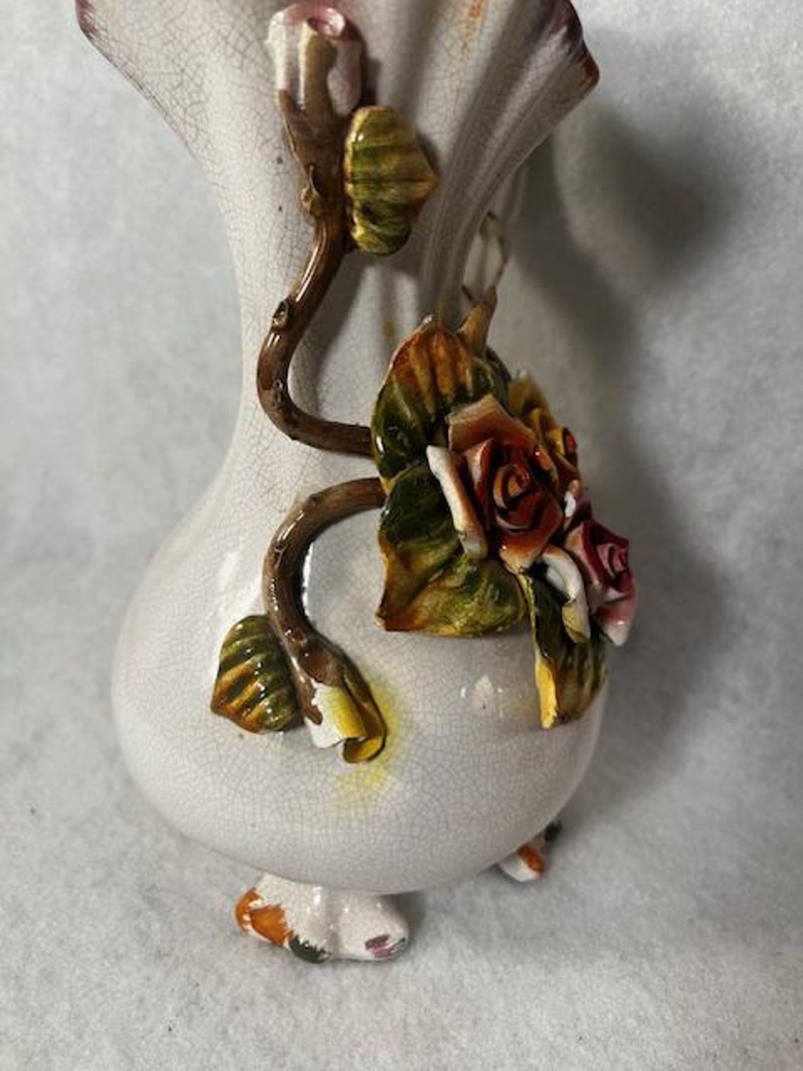 VTG Italian Ceramic Rose Flower Pitcher Jug by Bassano, Mid 20th ...