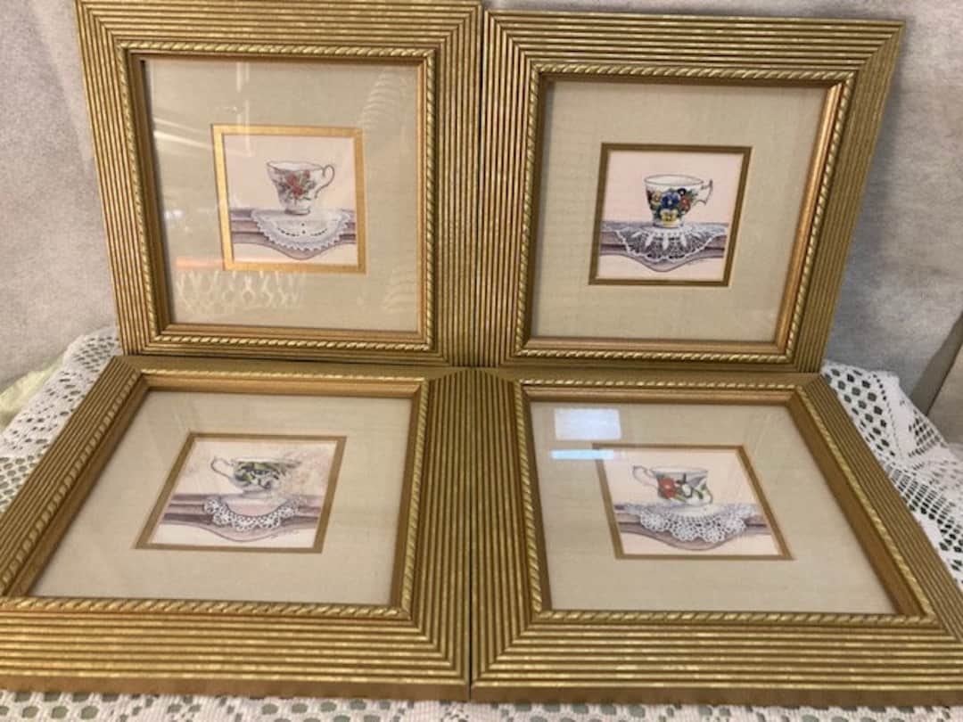 Vintage Framed Tea Cup Prints by Artist Arnie Fisk - Etsy
