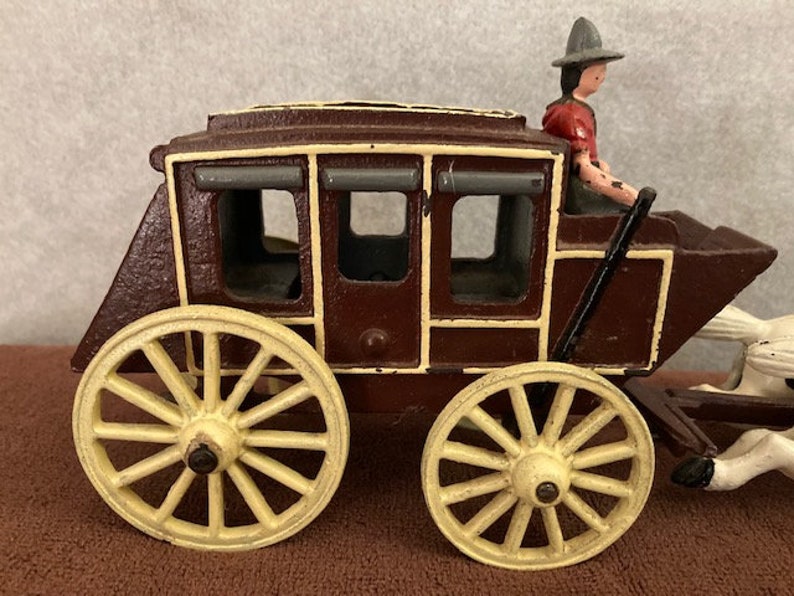 Vintage Cast Iron Stage Coach With Cowboy Driver in Great Condition - Etsy