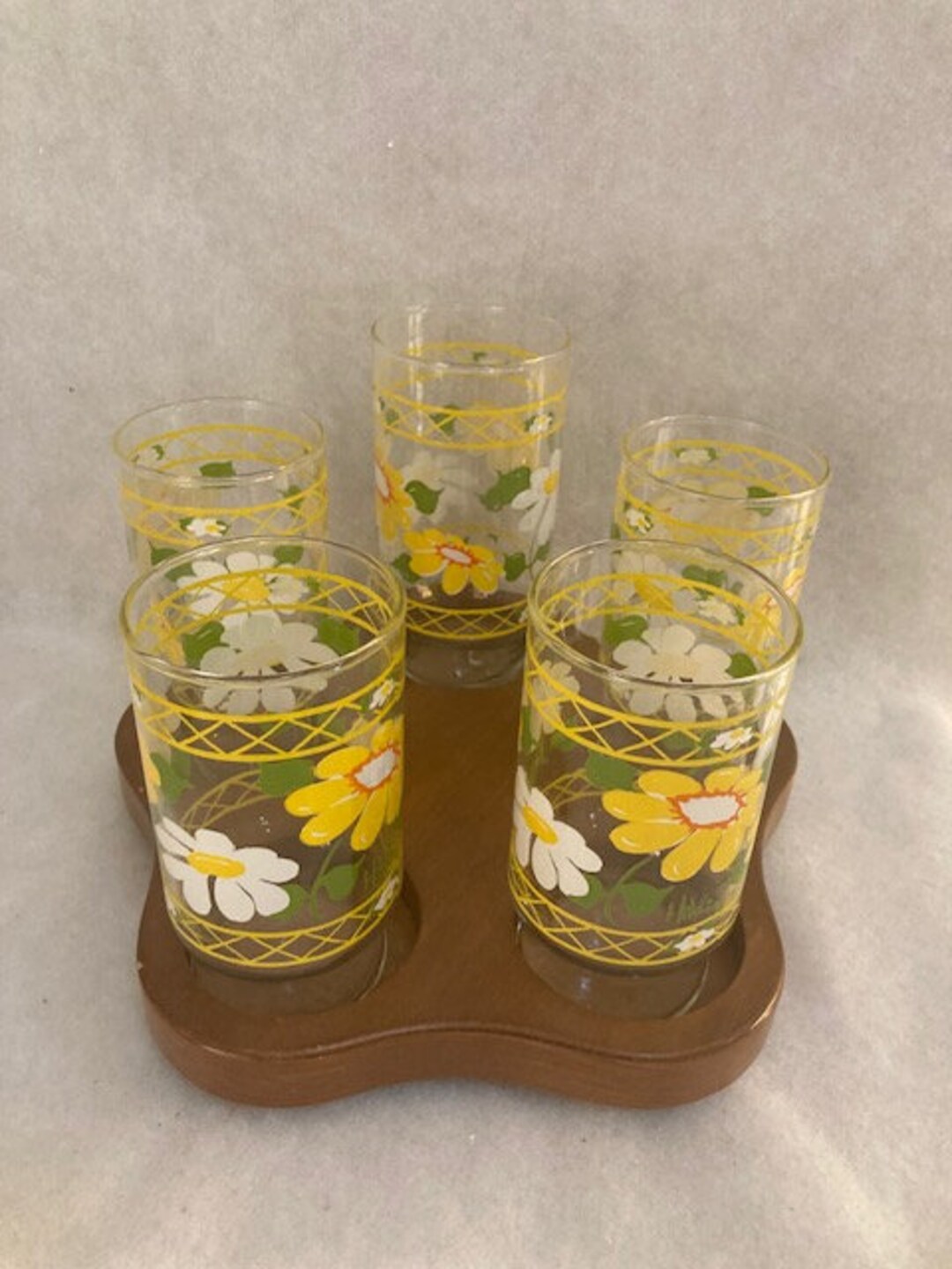 Vintage 1970's Anchor Hocking Hildi White and Yellow Daisy Glass Spring ...