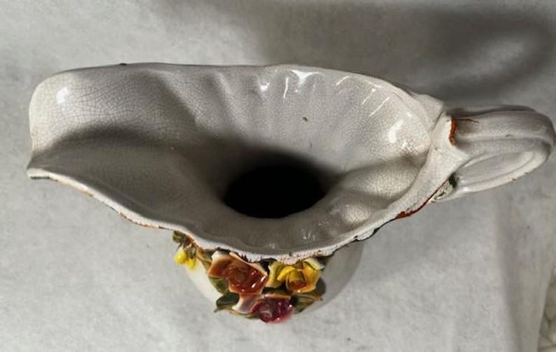 VTG Italian Ceramic Rose Flower Pitcher Jug by Bassano, Mid 20th ...