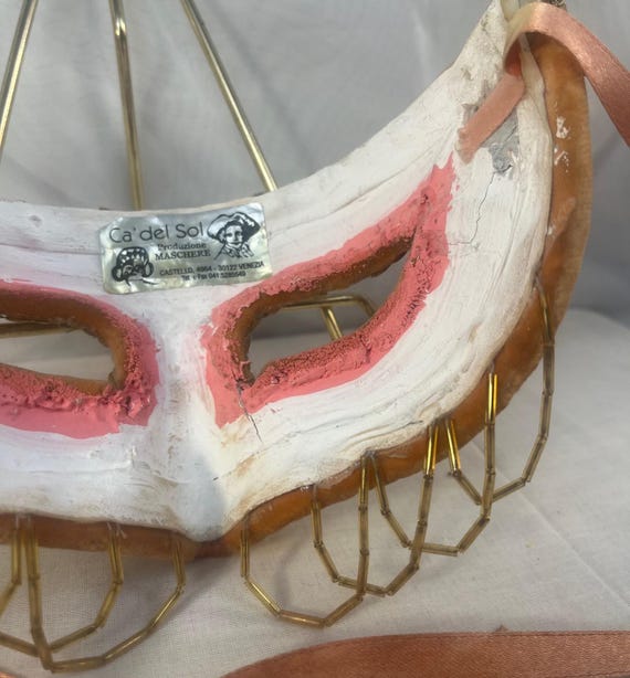 Ca' del Sol Carnival Venetian Italian Mask Peach/Salm… - Gem