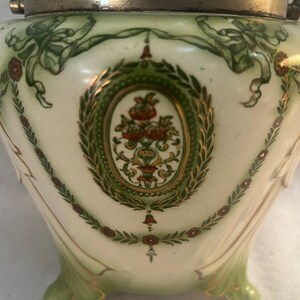 ANTIQUE Handled Crown Devon Green Biscuit Barrel S F & C Stoke on Trent ...