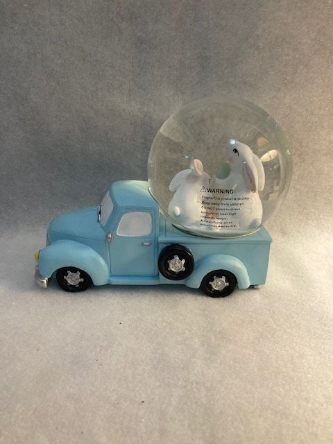 Adorable Rabbit Bunny Snow Water Globe Blue Truck - Etsy