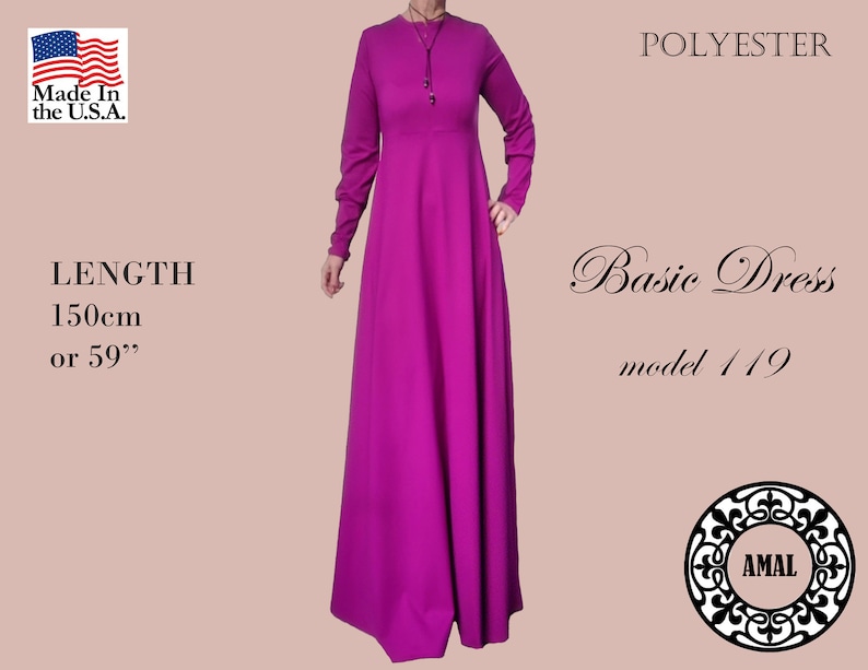 AMAL Basic Solid Color Dress. Xs-5xl. USA. Model 119. - Etsy