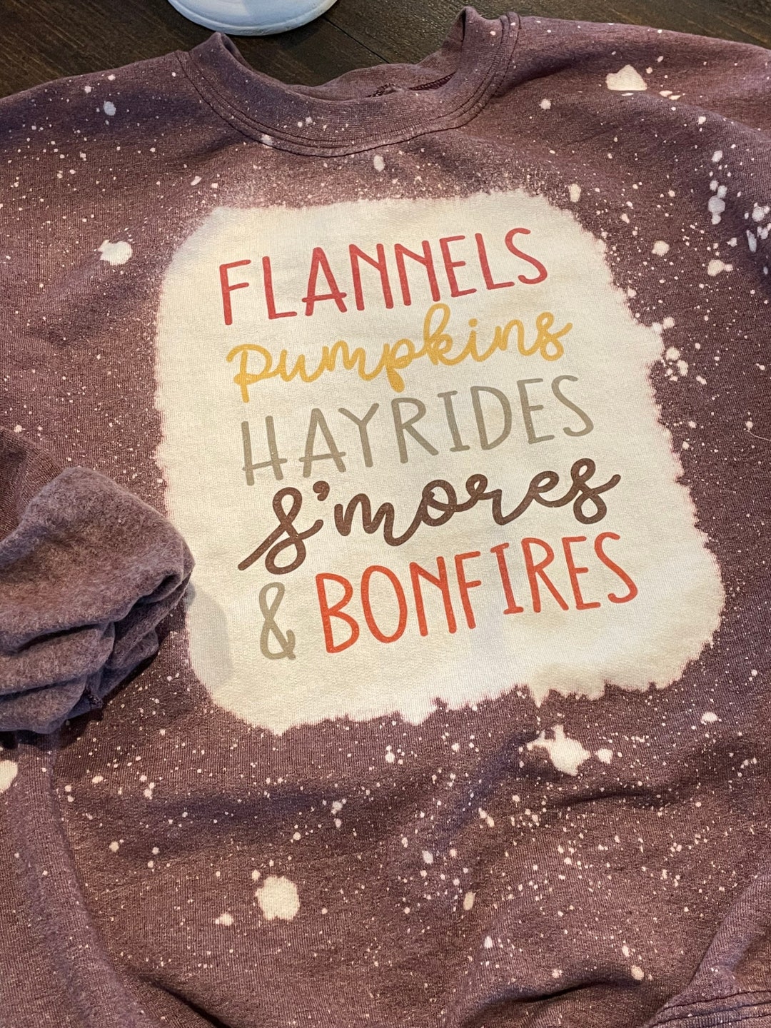 Flannel, Pumpkin, Fall Sweatshirt, Bleached Sweatshirts, Bleached ...