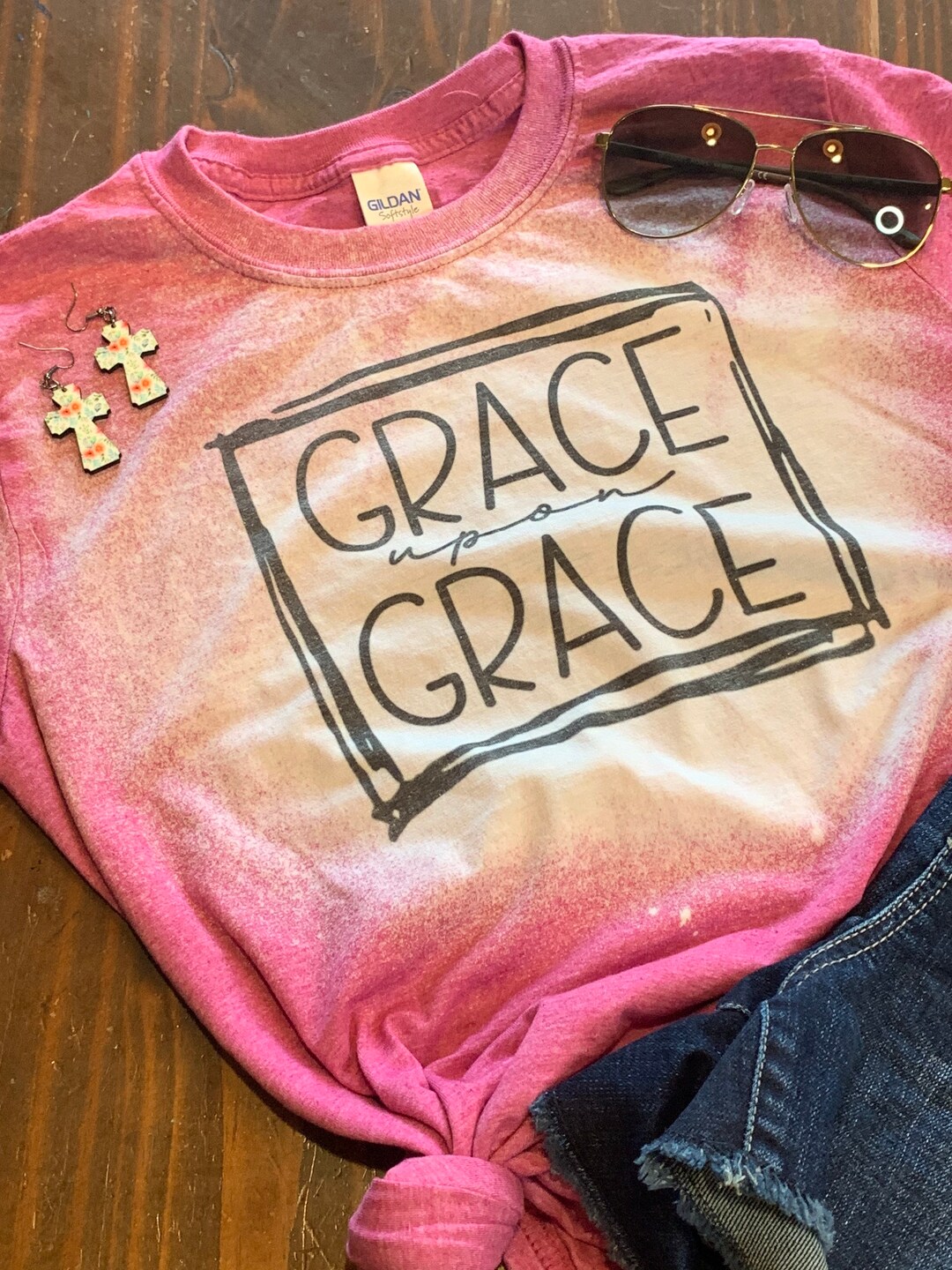 Grace Upon Grace Distressed Tee, Vintage Tees, Bleached Tees, Vintage ...