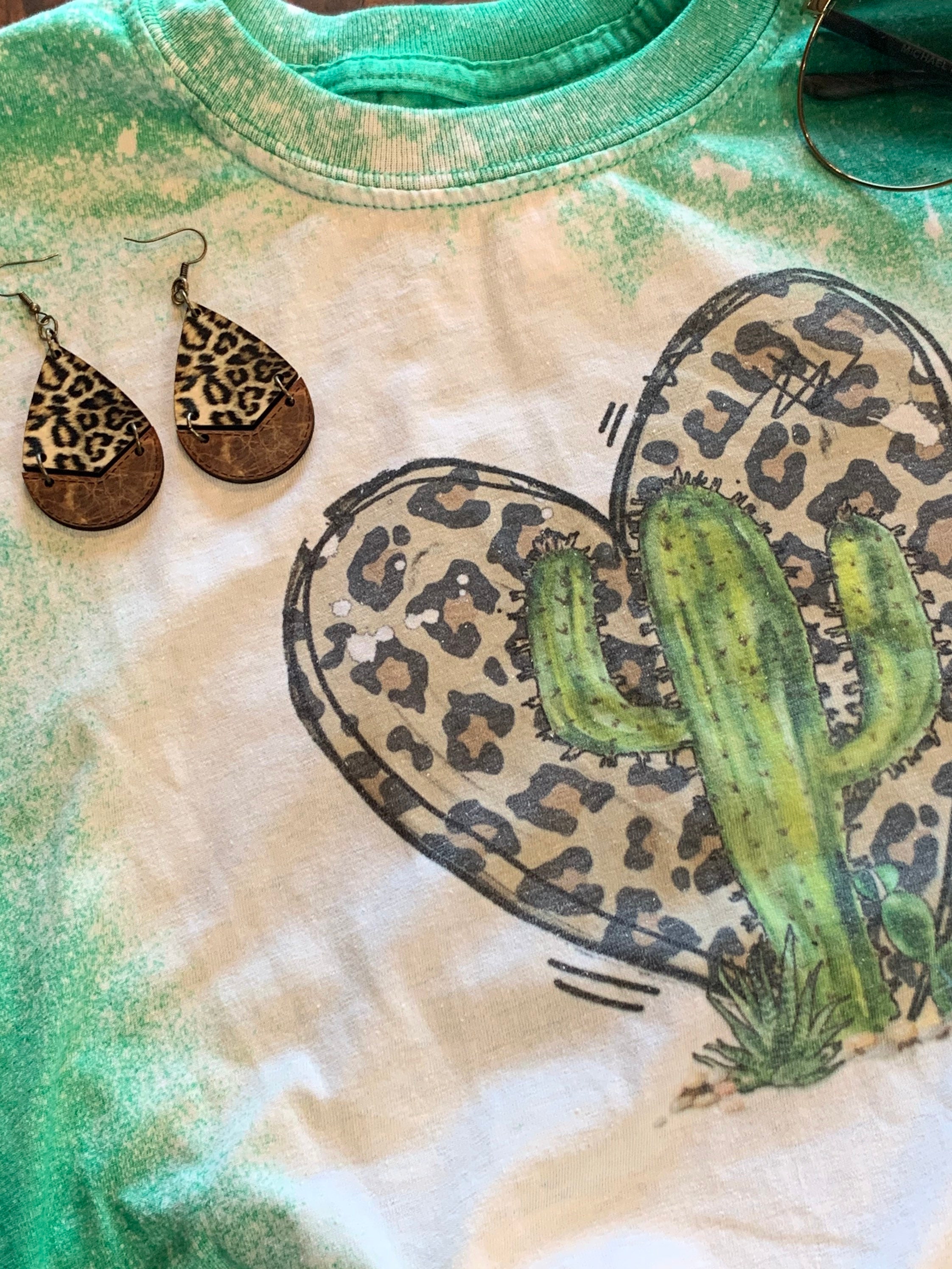 Leopard Cactus Distressed Tee Vintage Tees Bleached Tees | Etsy