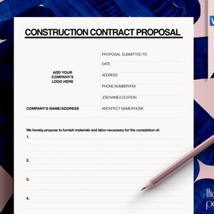 Editable Construction Contract Proposal - Etsy