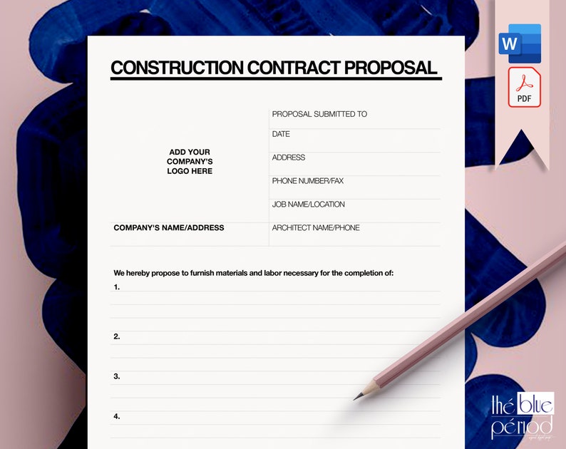Editable Construction Contract Proposal - Etsy
