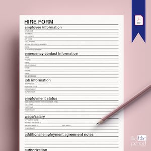 Printable HR Hire Form PDF - Etsy