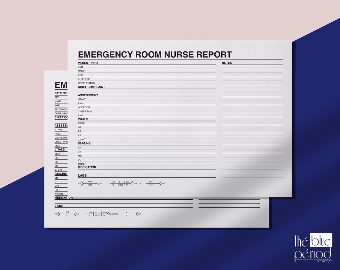 Emergency Room Nurse Report Sheet PDF - Etsy UK