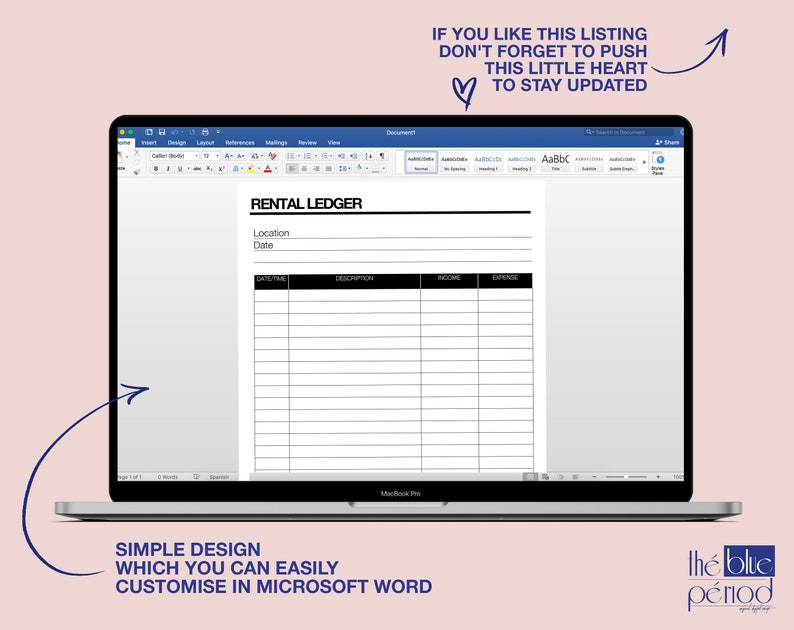 Editable Rental Ledger Form - Etsy