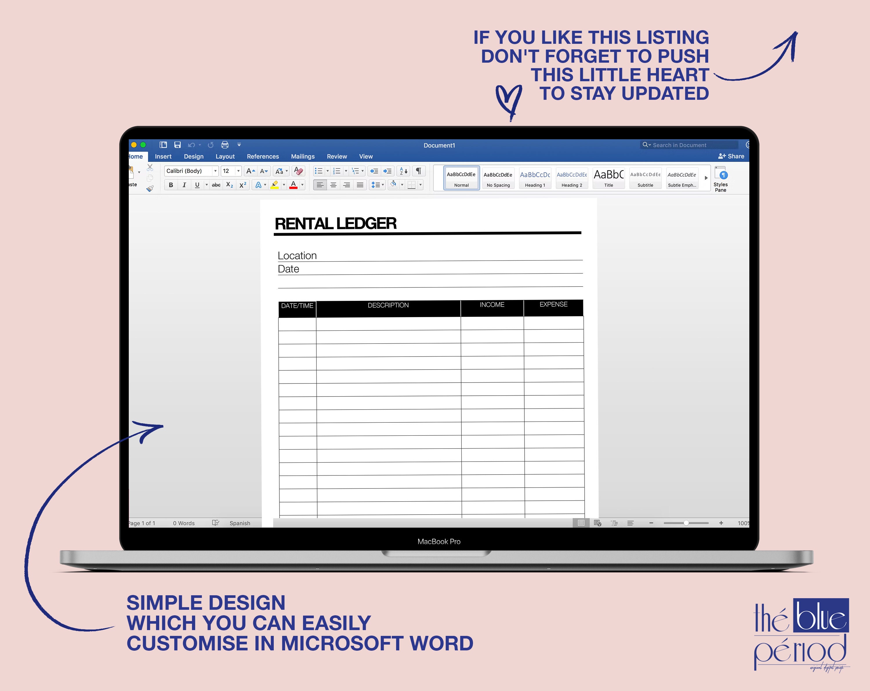 Editable Rental Ledger Form - Etsy