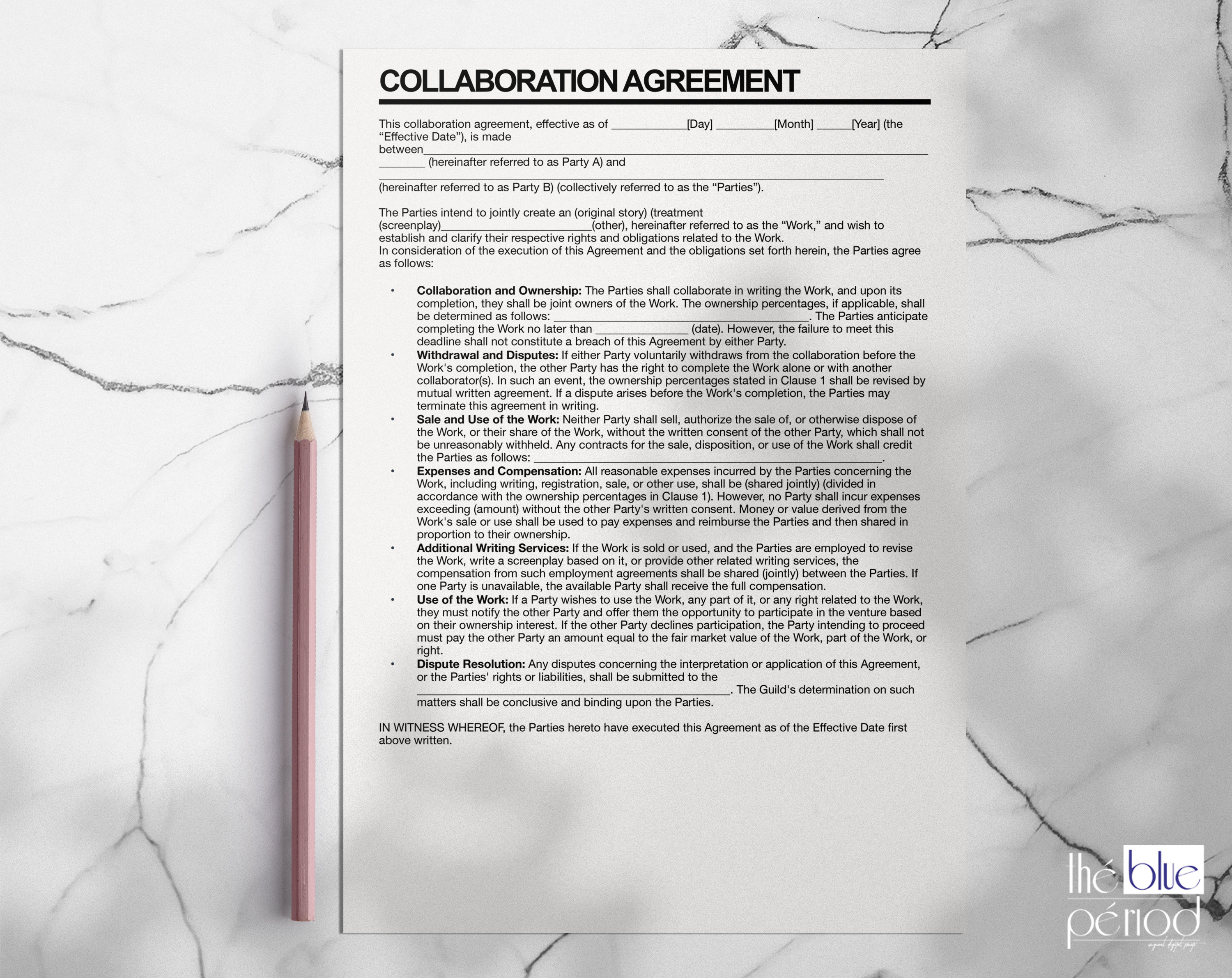 Editable Collaboration Agreement - Etsy