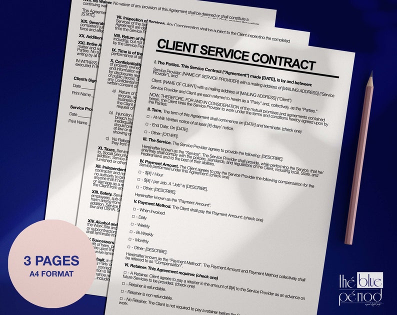Editable Client Service Agreement - Etsy