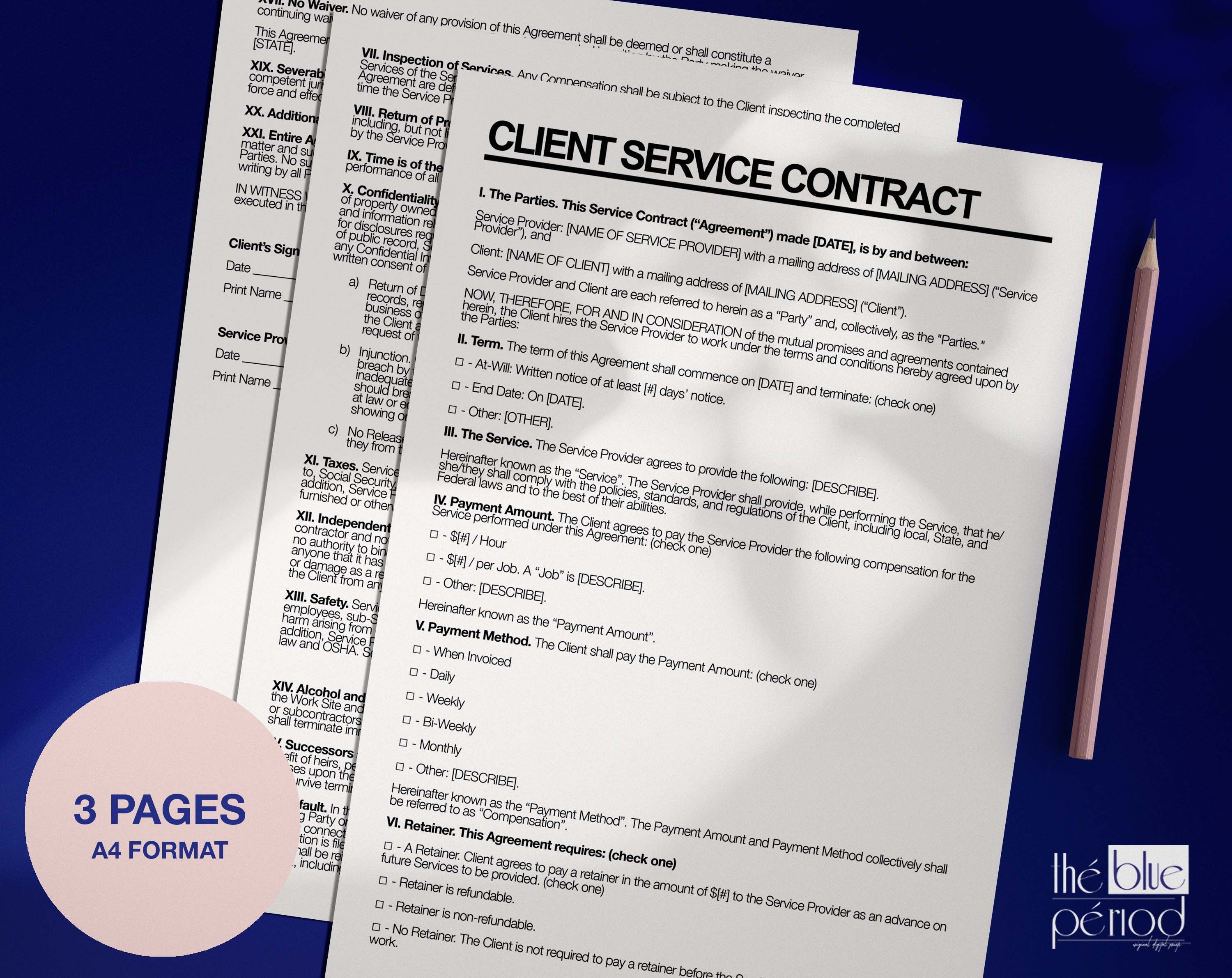 Editable Client Service Agreement - Etsy