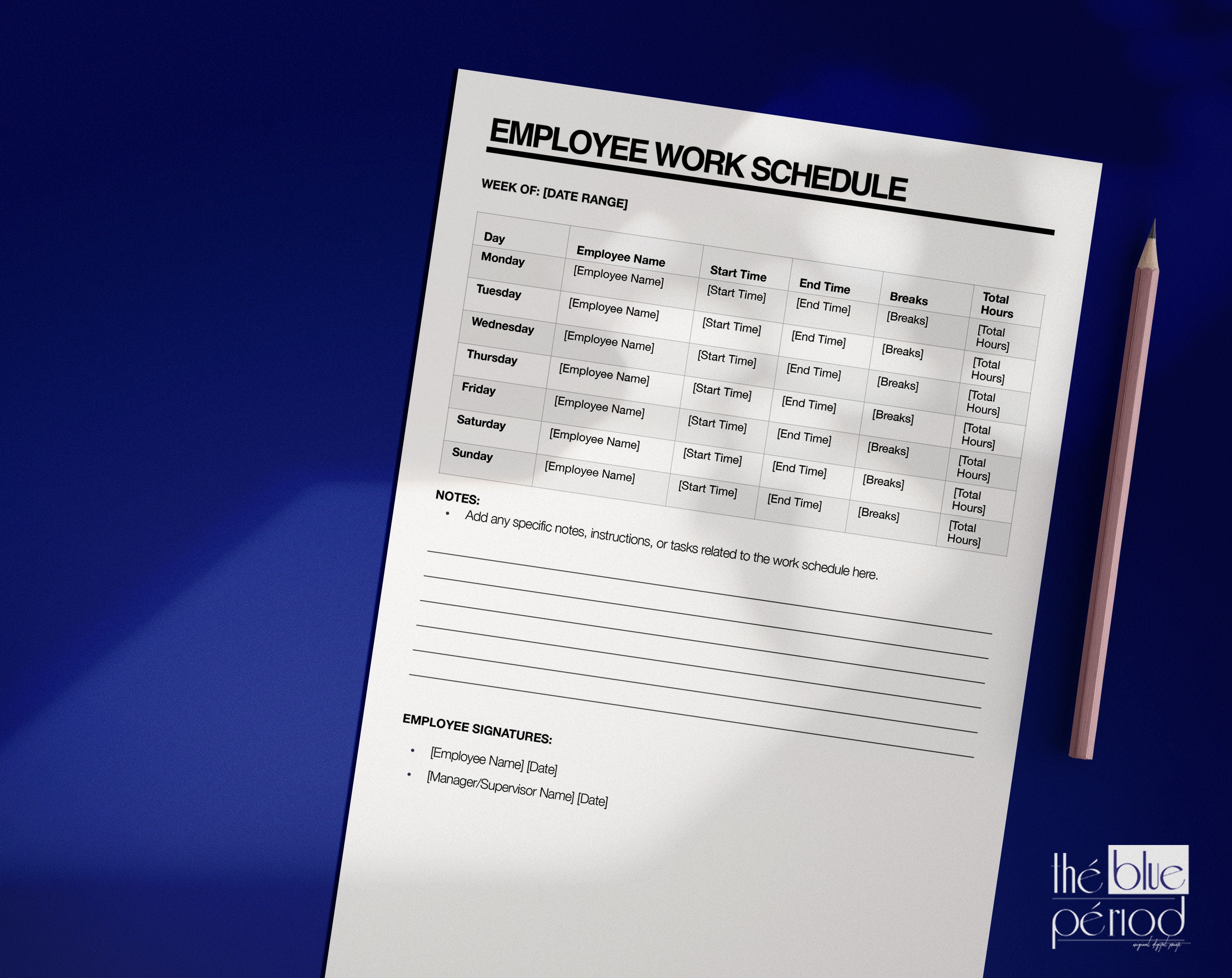 Editable Employee Work Schedule - Etsy
