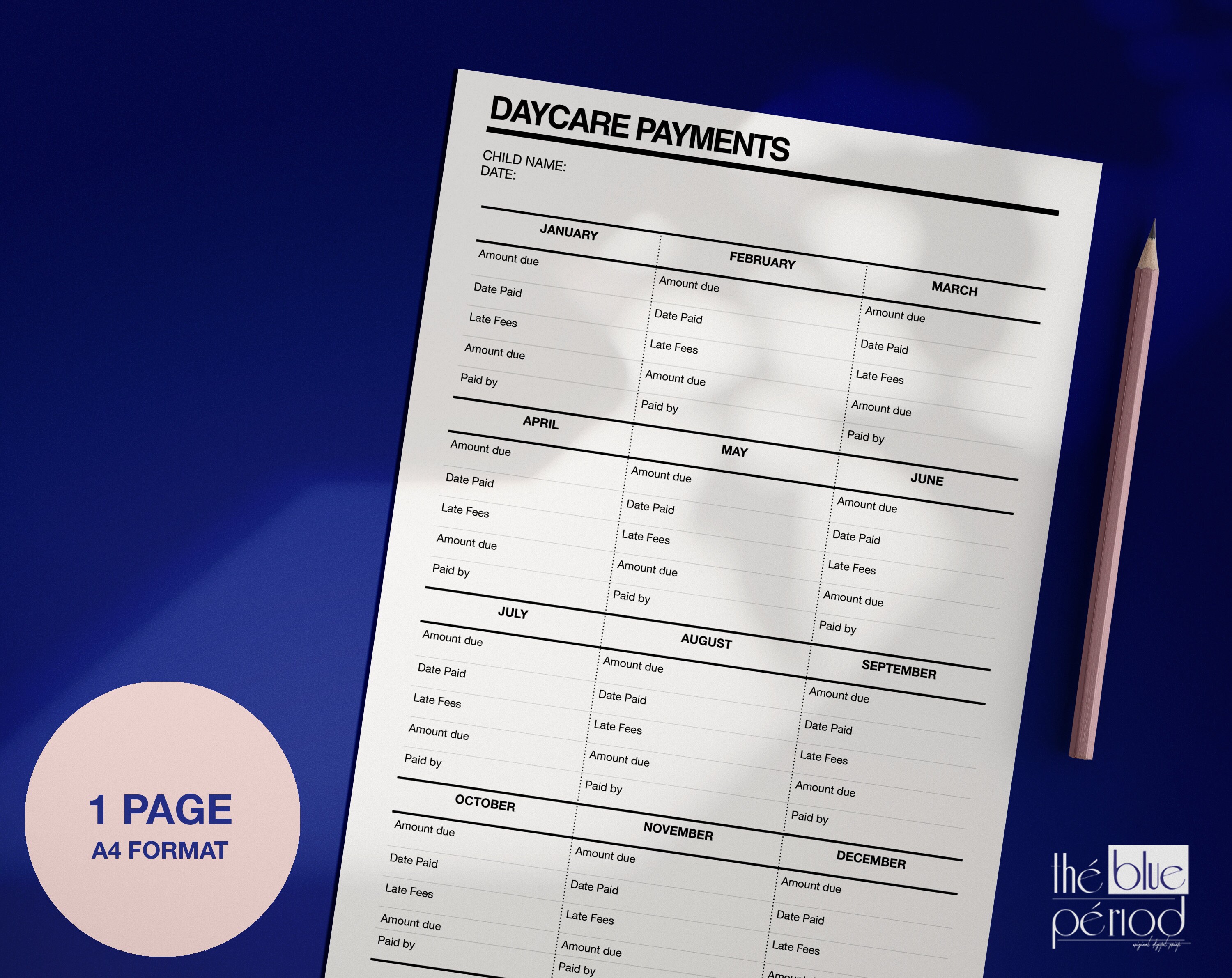 Editable Daycare Payments Form - Etsy