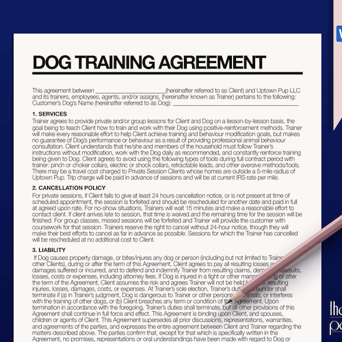 Editable Dog Training Agreement - Etsy