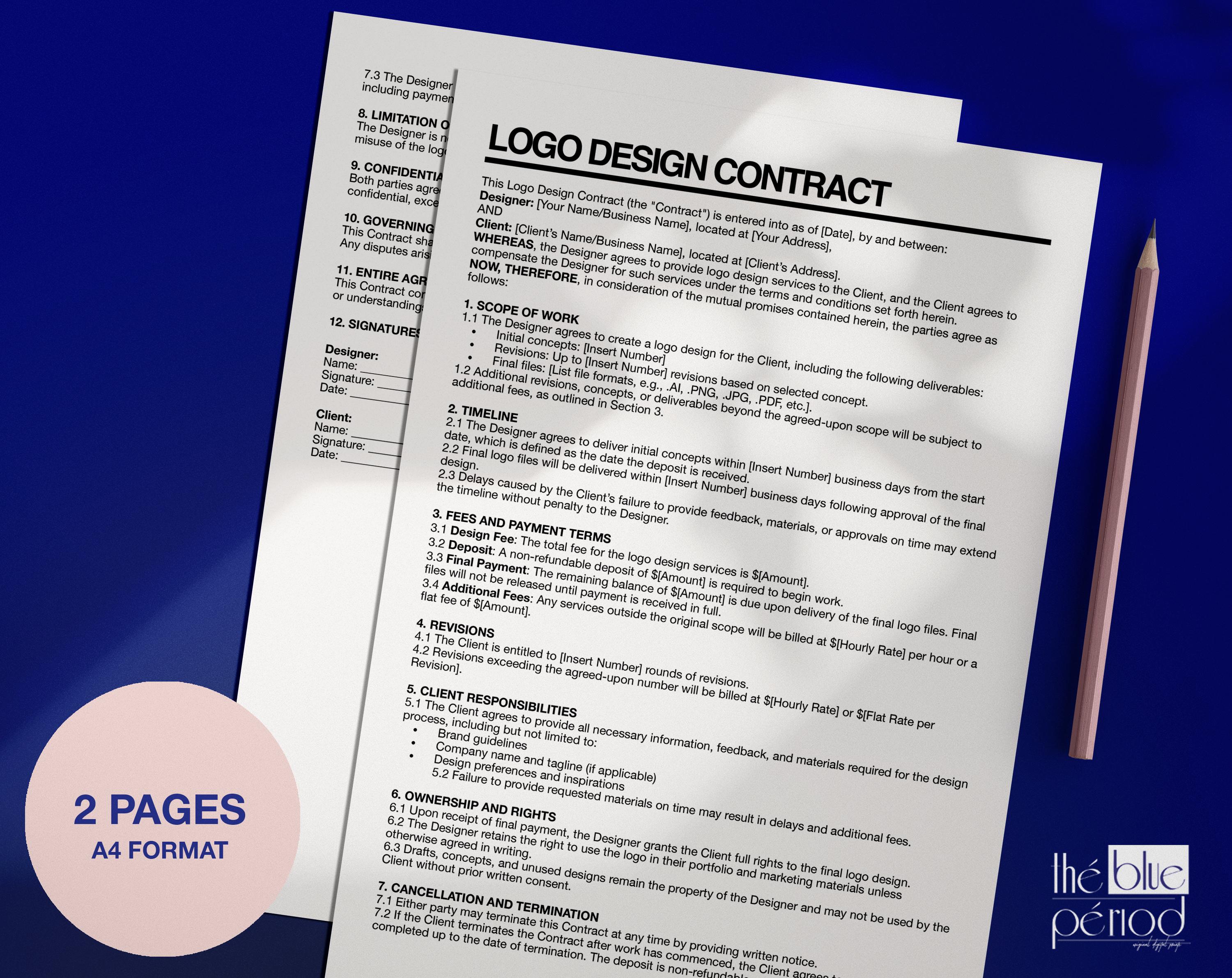 Editable Logo Design Contract Template - Etsy