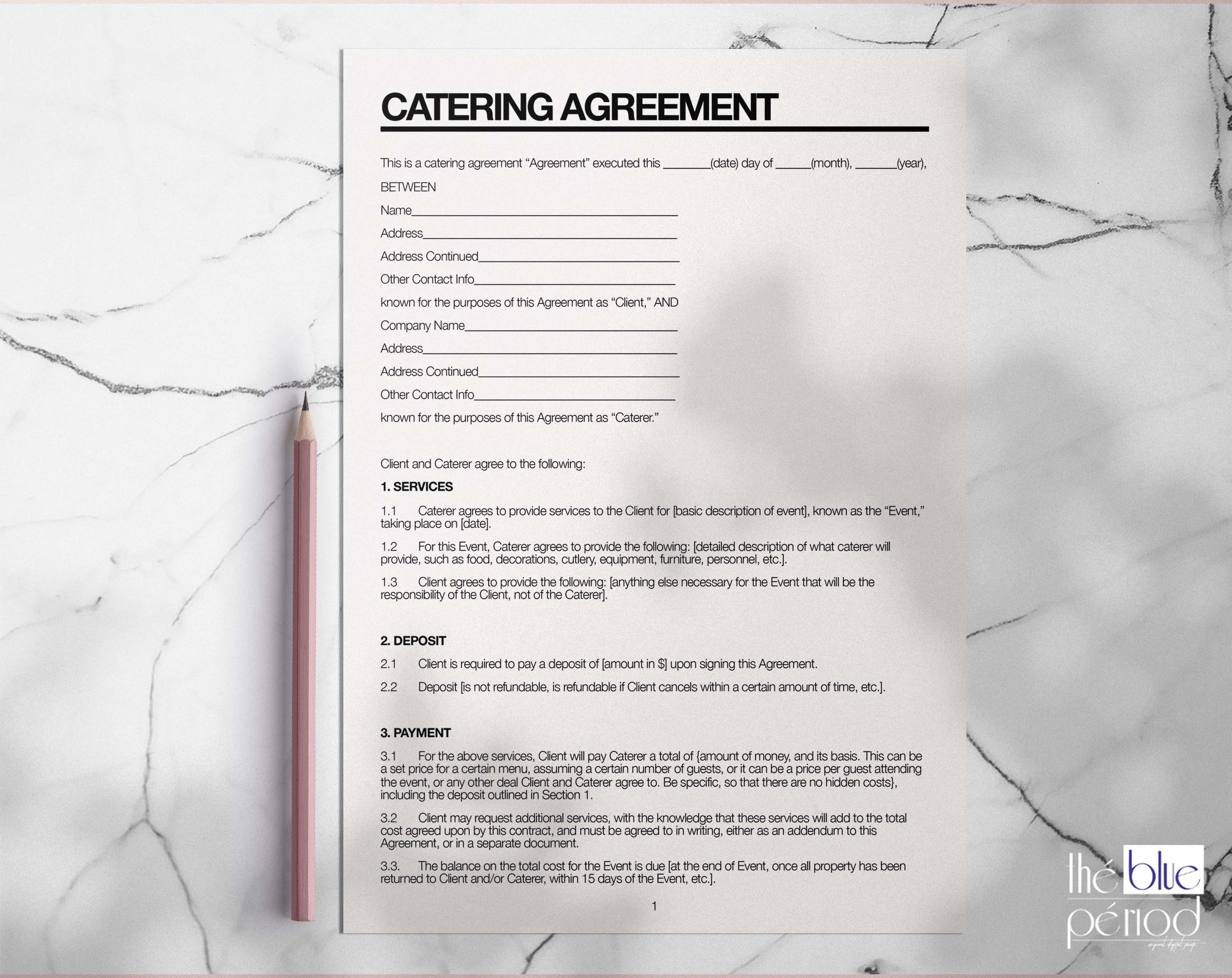 Editable Catering Agreement - Etsy