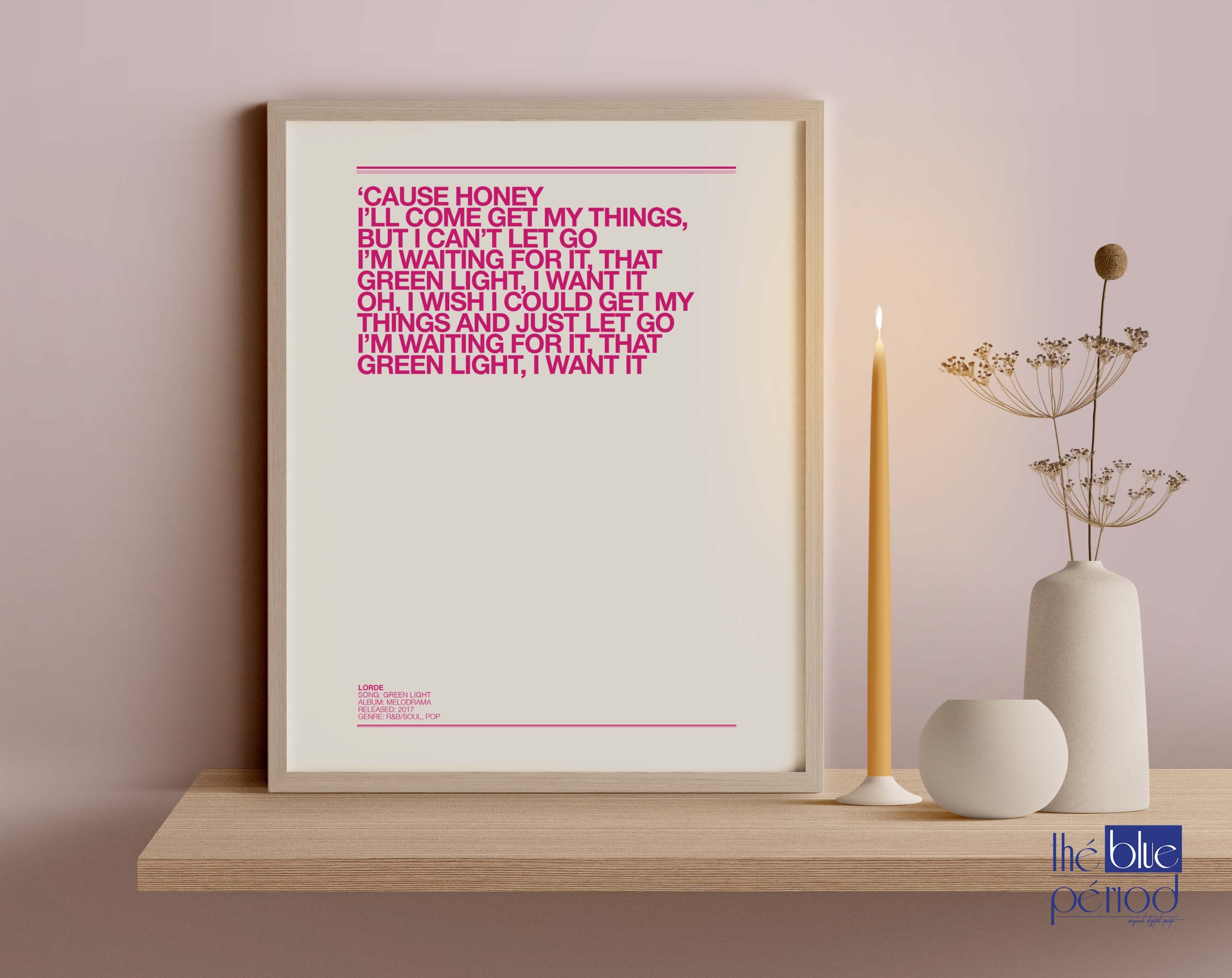 Lorde Poster, Green Light Lyrics - Etsy