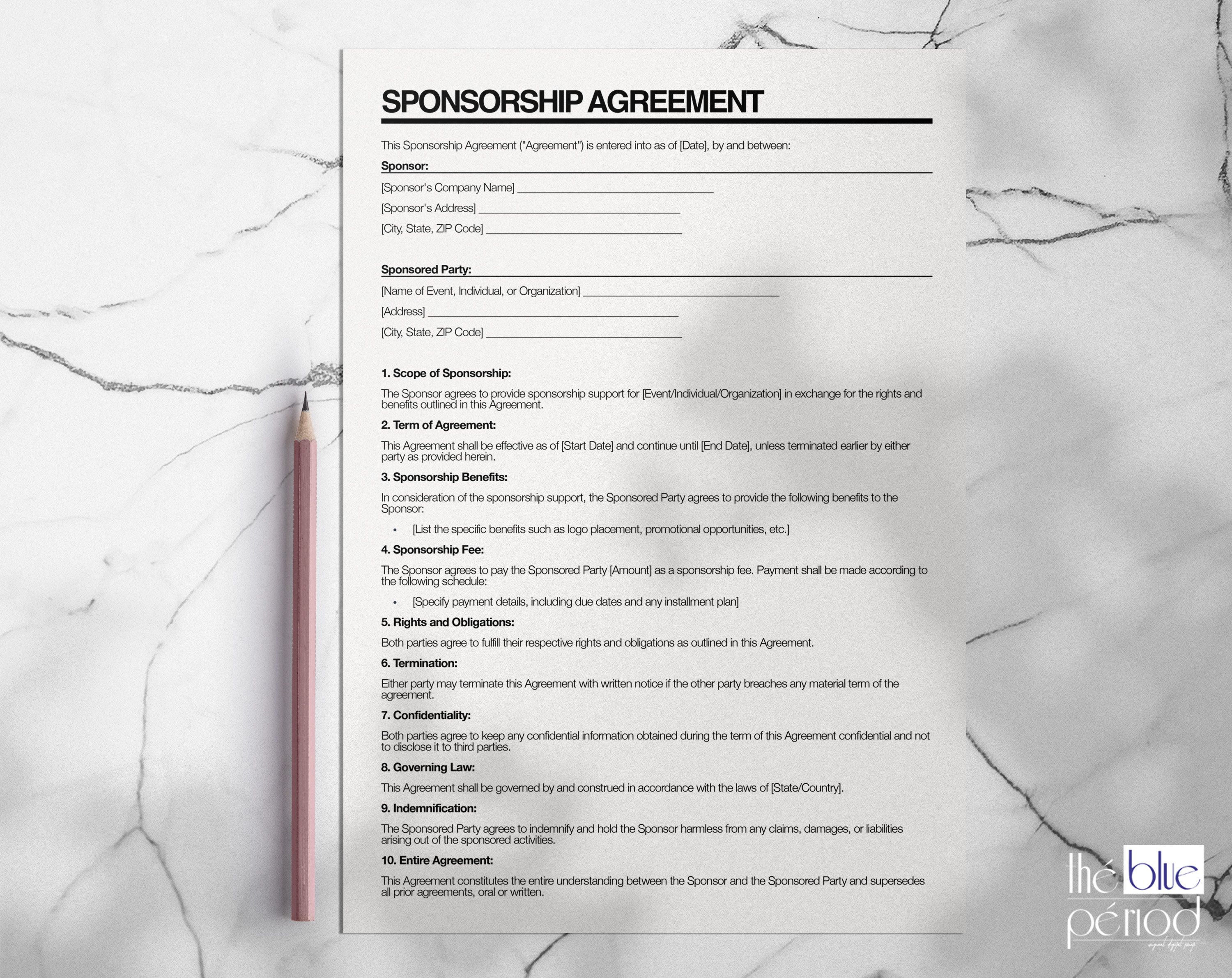 Editable Sponsorship Agreement - Etsy