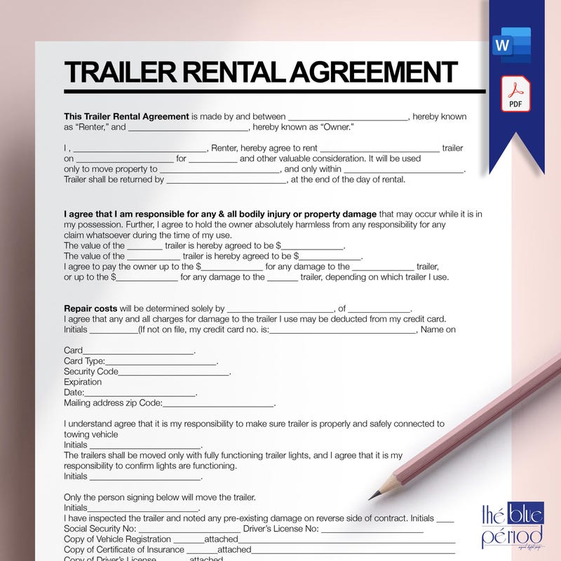 Rental Agreement Template - Etsy