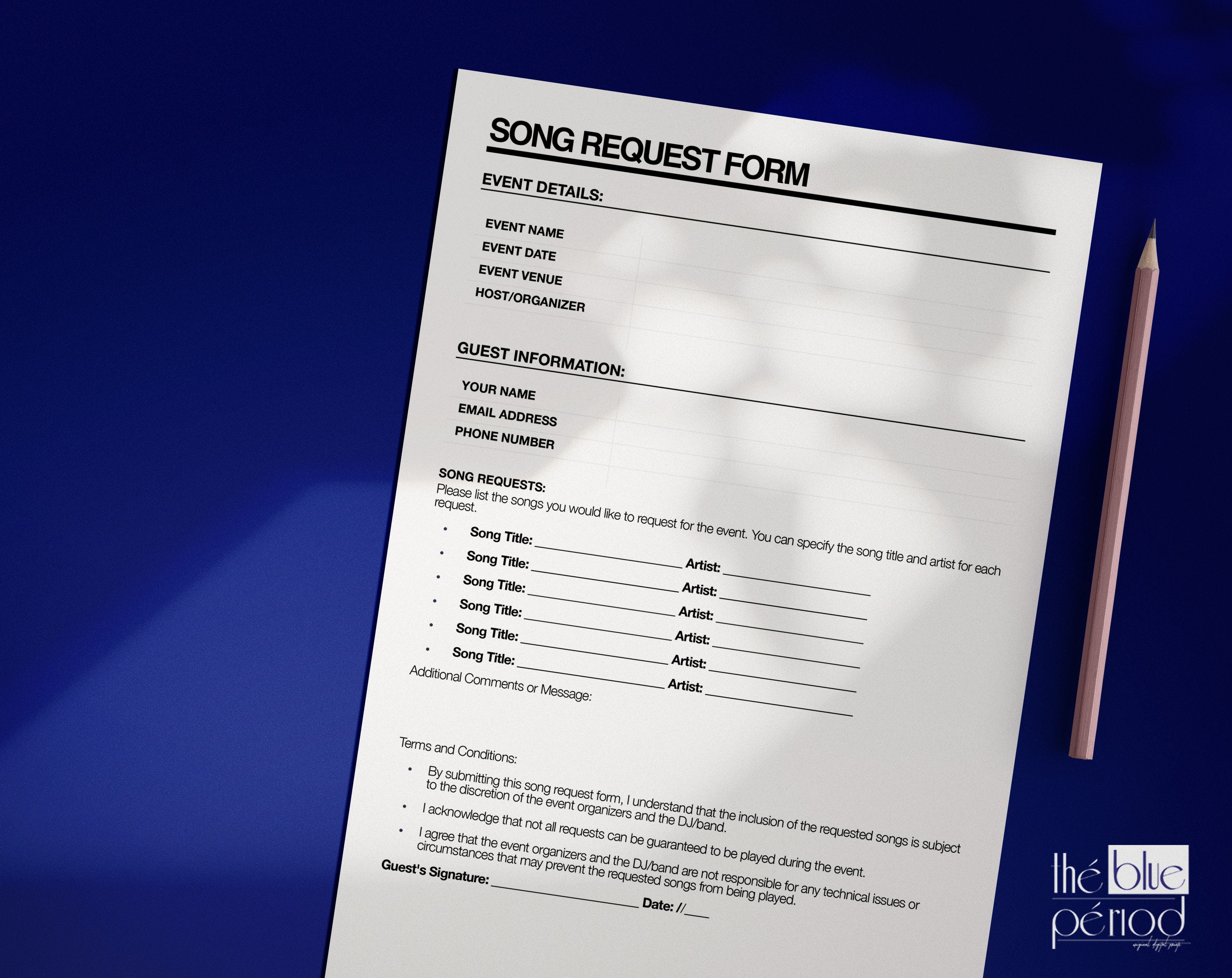 Editable Song Request Form - Etsy