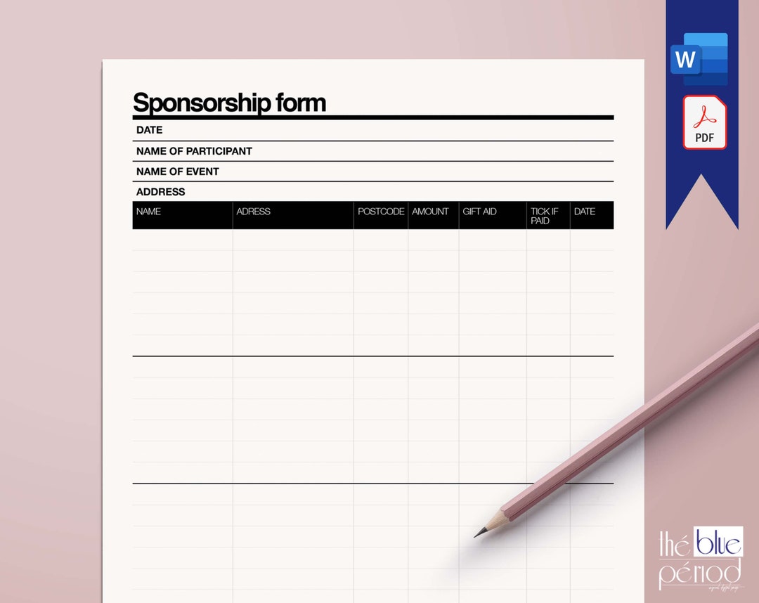 Editable Sponsorship Form - Etsy