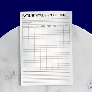 Nurse Patient Vital Signs Record Sheet PDF - Etsy