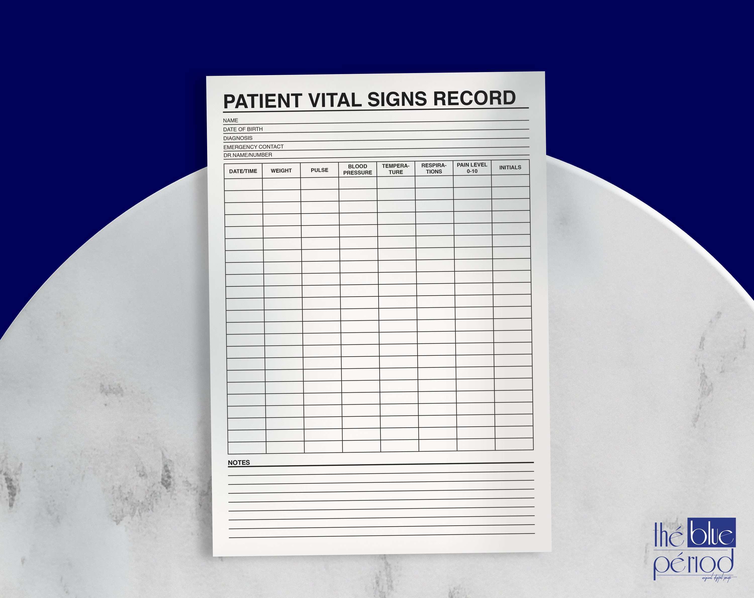 Nurse Patient Vital Signs Record Sheet PDF - Etsy