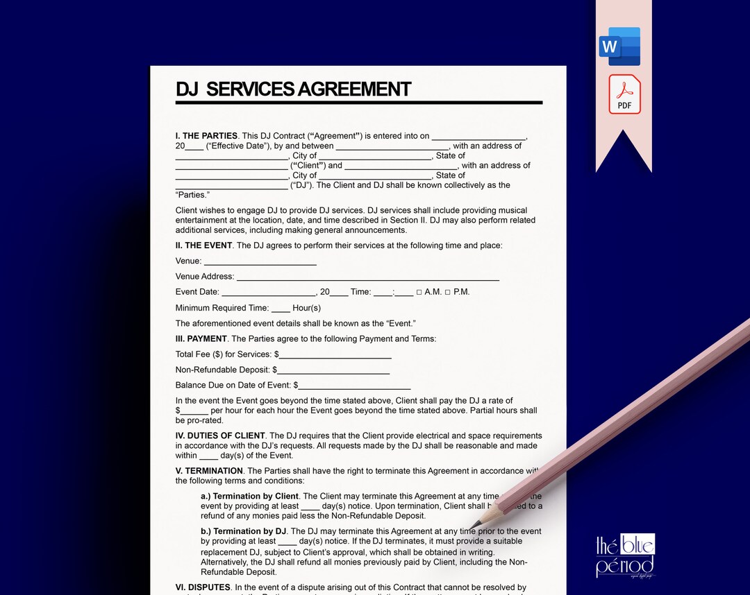 Editable DJ Service Agreement - Etsy