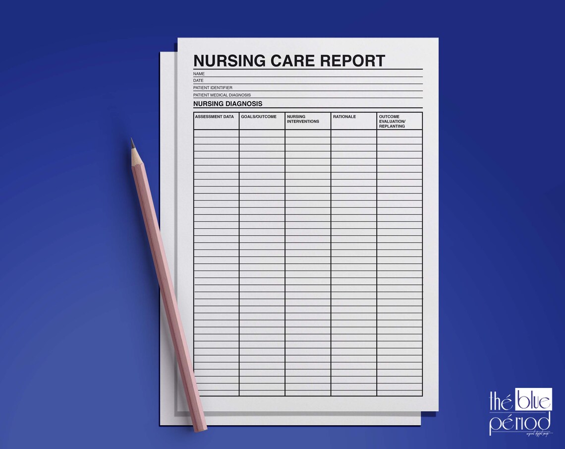 Nursing Care Plan PDF Nursing Care Report Sheet - Etsy