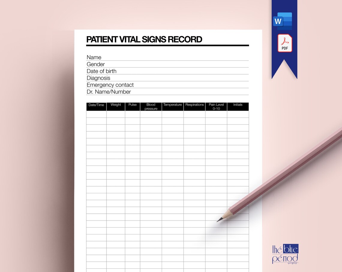 Editable Vital Signs Record Form - Etsy