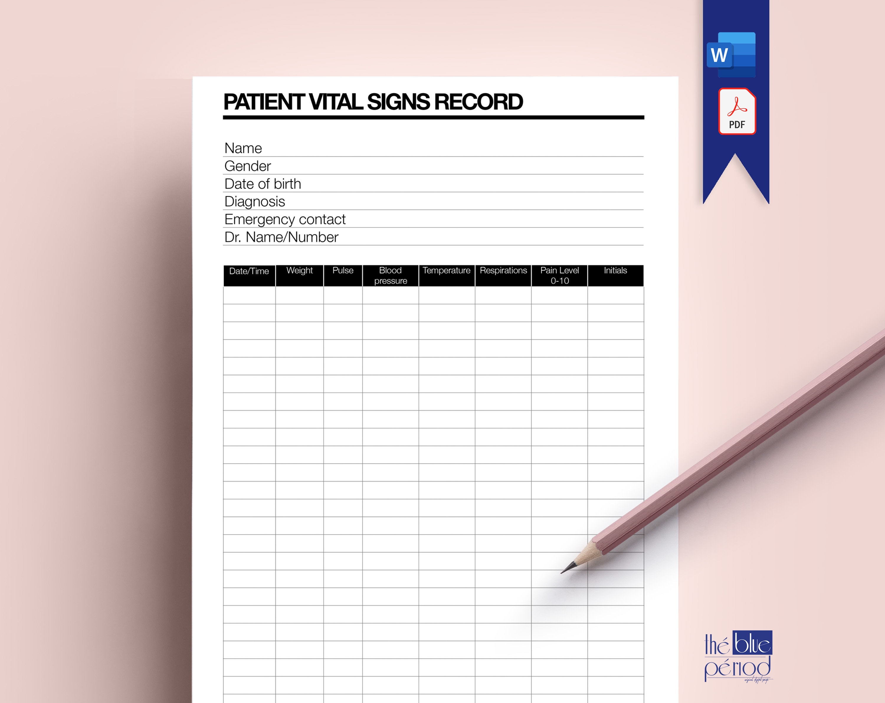 Editable Vital Signs Record Form - Etsy